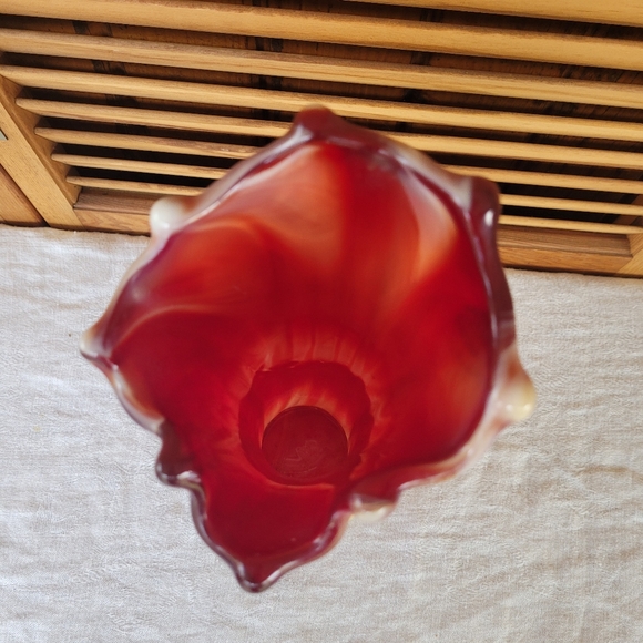 Vintage | Accents | Vintage Red Slag Glass 2 Swung Vase | Poshmark